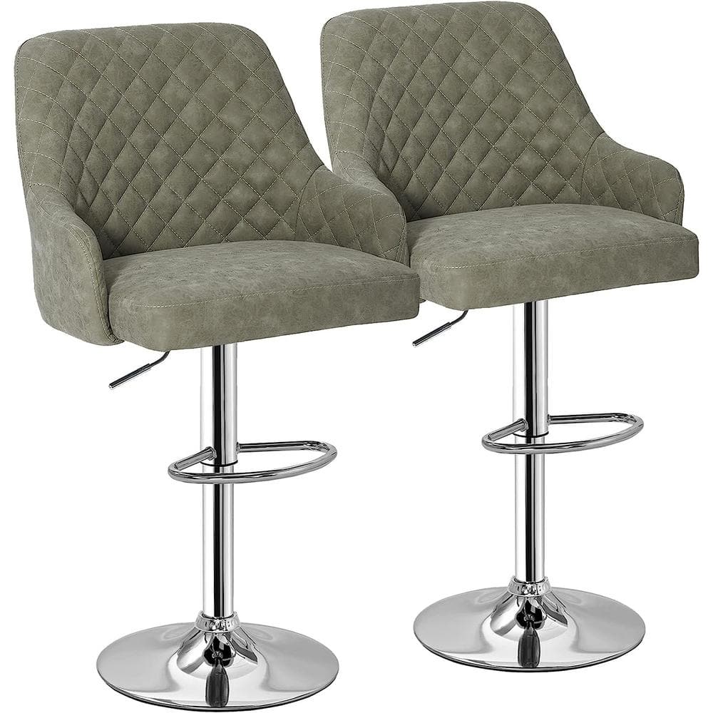 VECELO Deep Gray Modern Bar Chair with Back Adjustable Swivel Bar ...