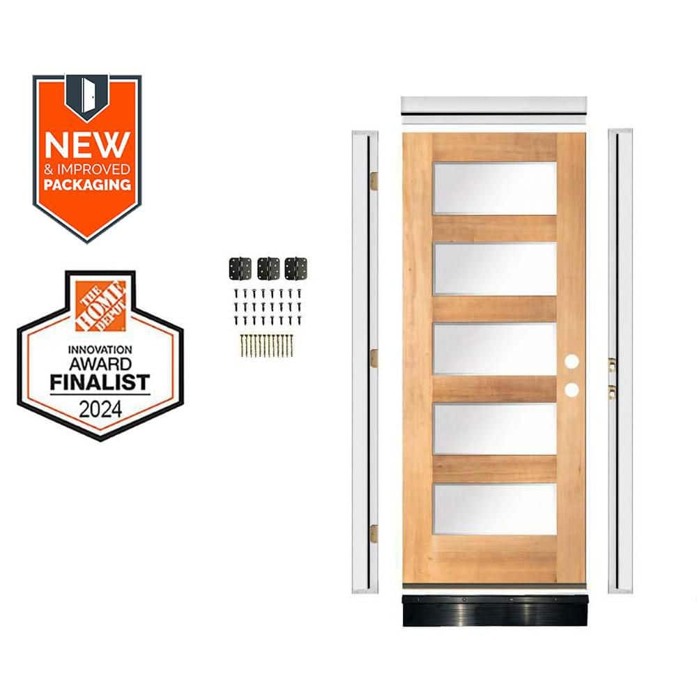 Reviews for Krosswood Doors DIY 36 in. x 80 in. Hemlock 5-Lite Left-Hand Frosted Glass Clear ...