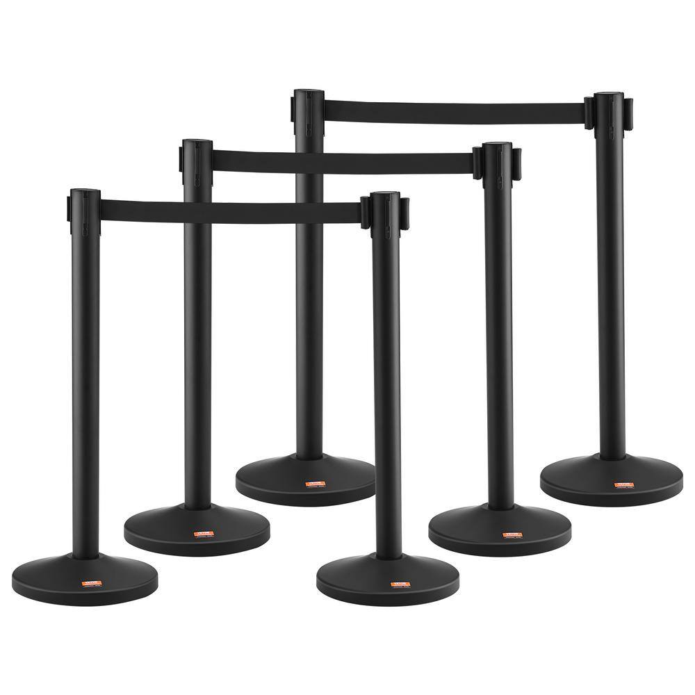 VEVOR Crowd Control Stanchion 6-Pack Crowd Control Barrier Carbon Steel ...