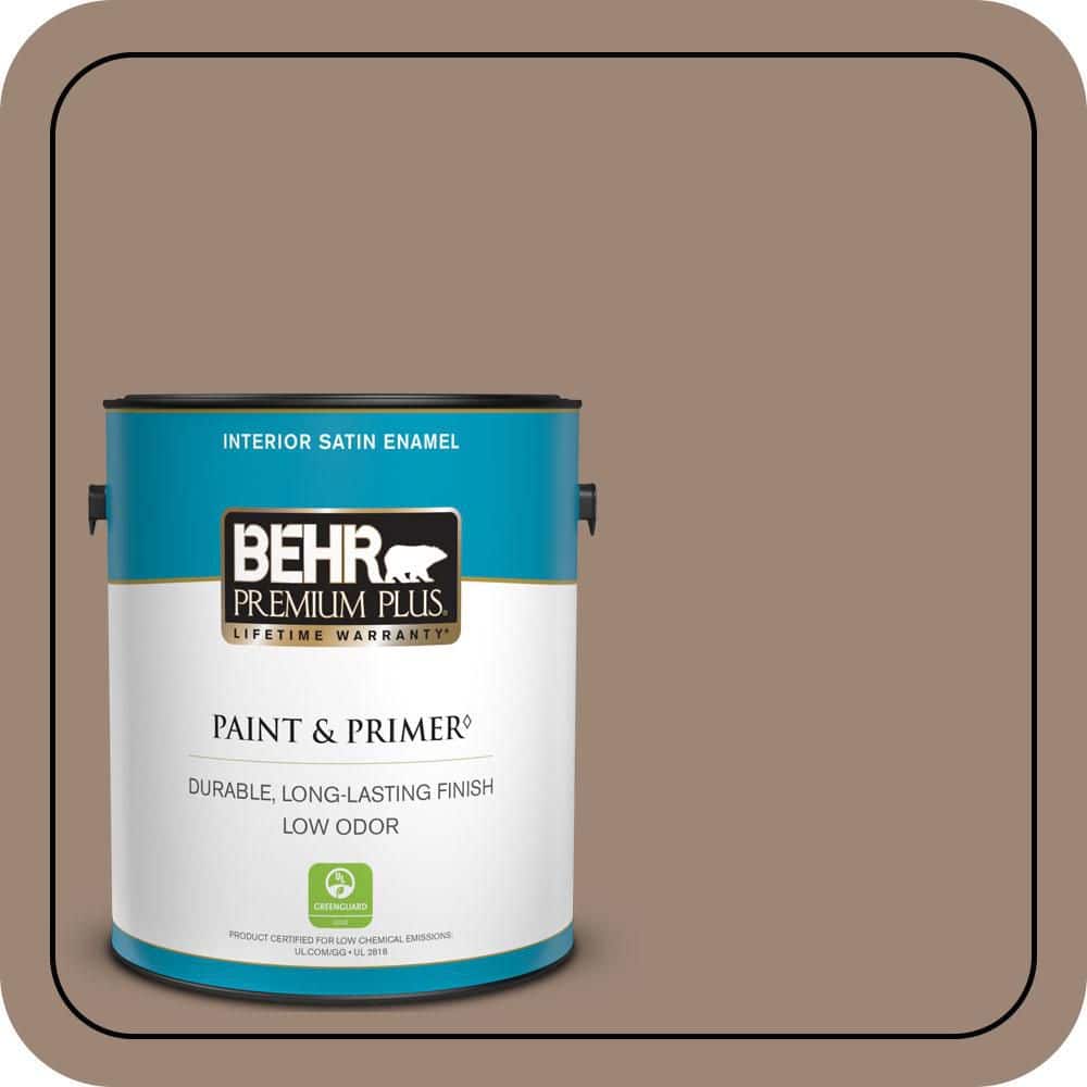 BEHR PREMIUM PLUS 1 gal. #PPU5-16 Earthnut Satin Enamel Low Odor ...