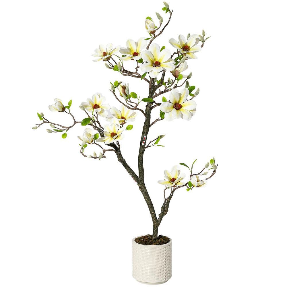 4 ft. Faux Magnolia Plants Artificial Flower Tree, Artificial Magnolia ...