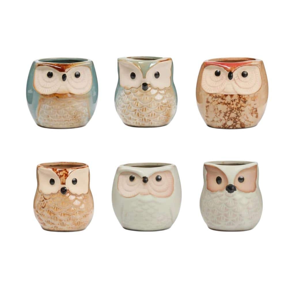 2.5 Inch Owl Ceramic Succulent Planters with Drainage Hole, Mini Cute ...