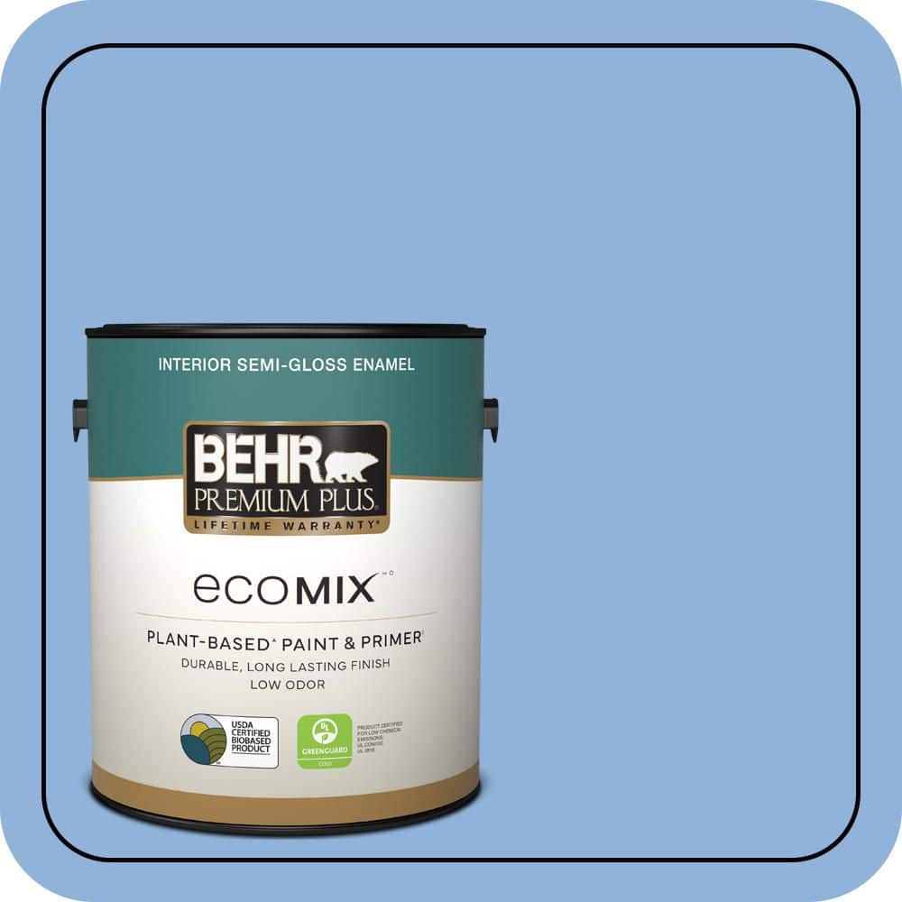 BEHR PREMIUM PLUS 1 gal. #580B-5 Cornflower Blue Semi-Gloss Enamel ...