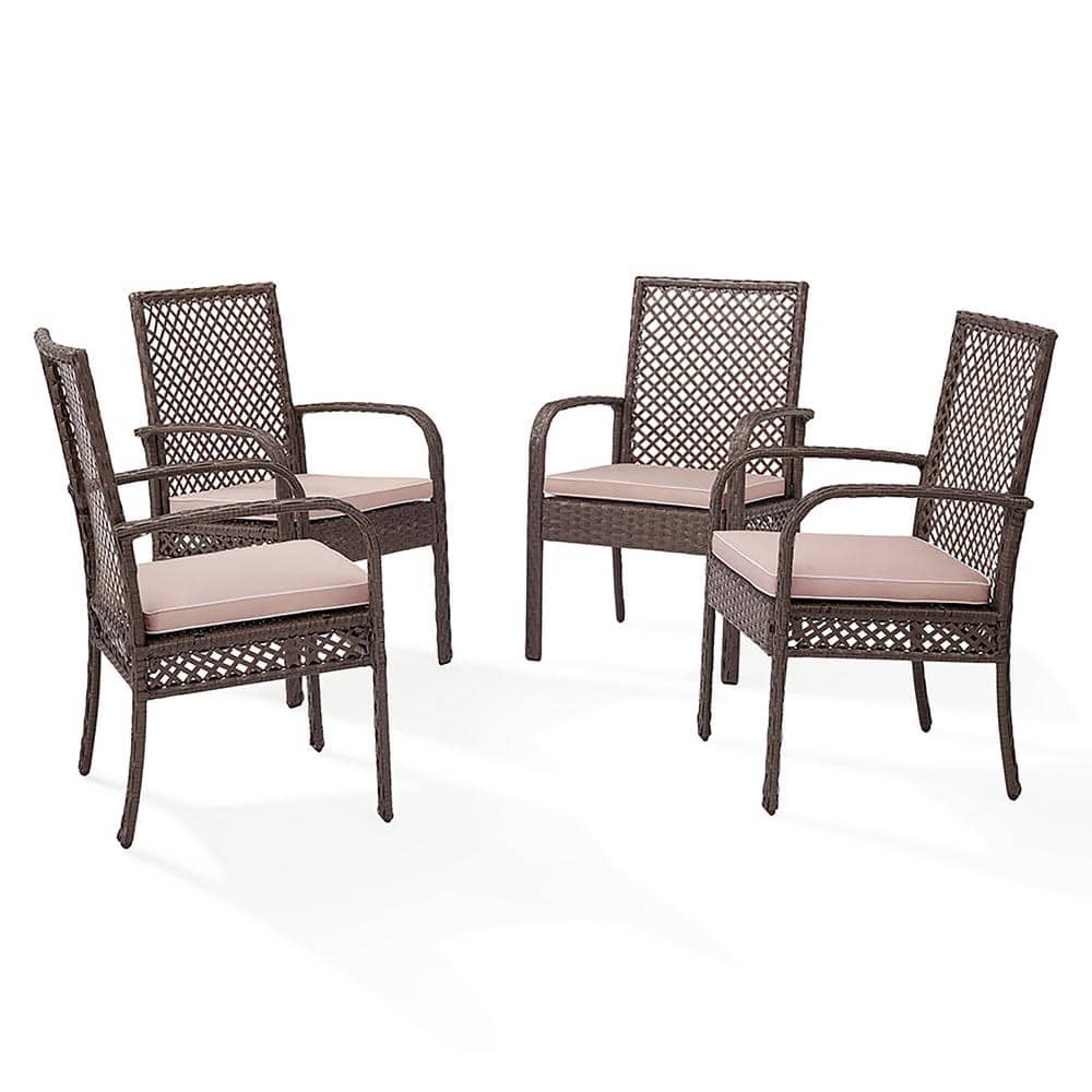 Crosley Tribeca Wicker Outdoor Dining Chair with Sand Cushions (4-Pack ...