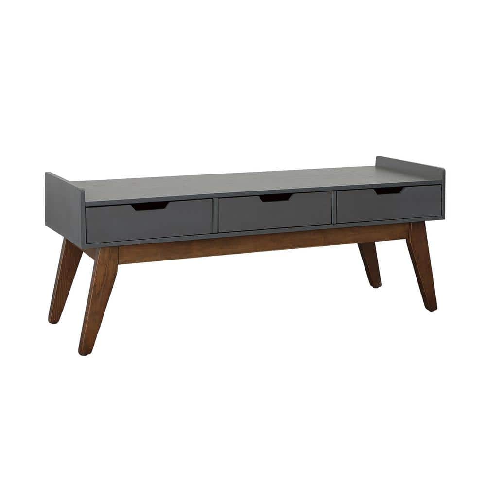 Picket House Furnishings Saddie Grey Dining Bench with Back 47 in. M ...