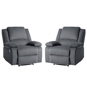 Uixe Modern Dark Gray Corduroy Fabric Upholstered Recliner Chair with ...
