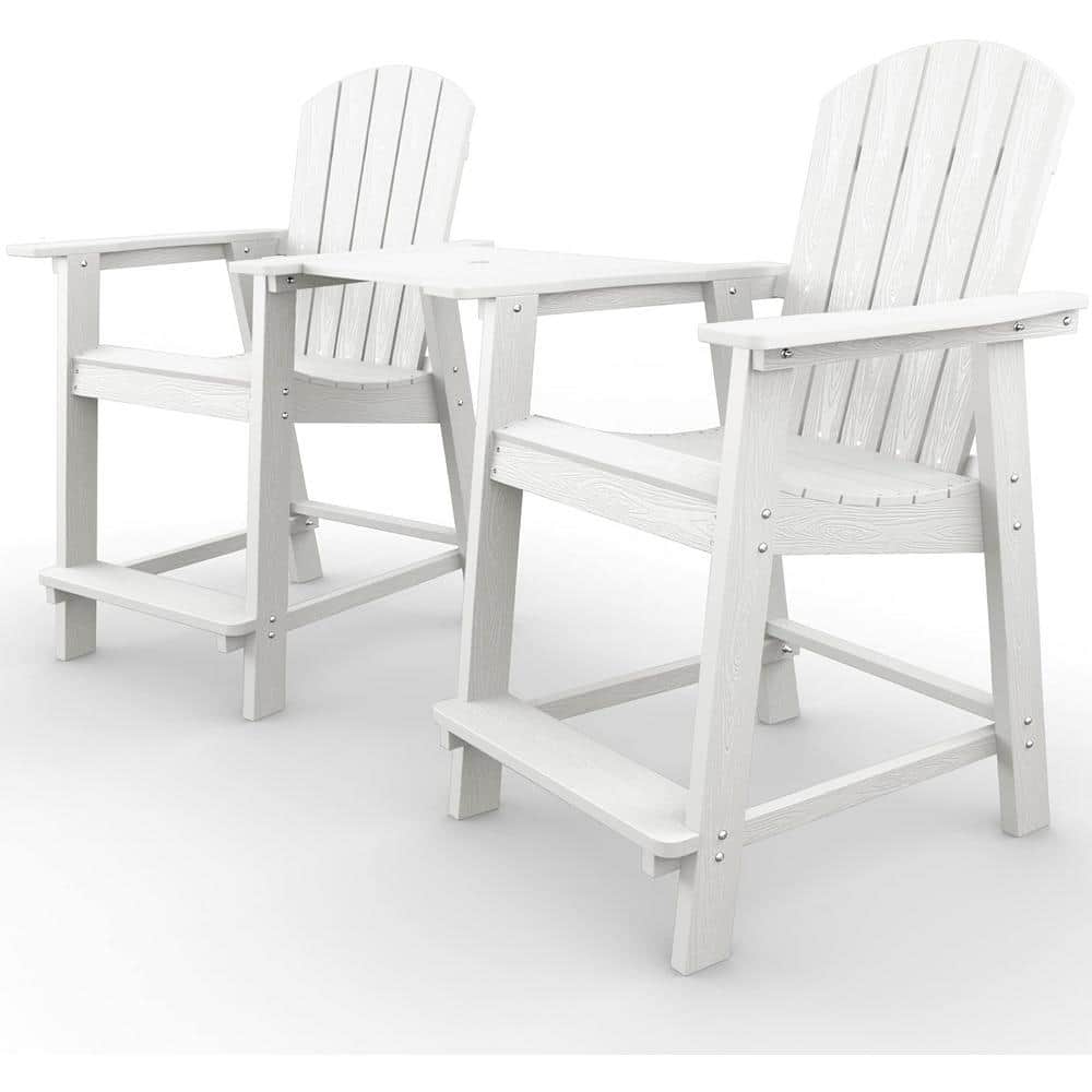 Mximu White Plastic Adirondack Outdoor Bar Stools with Removable ...