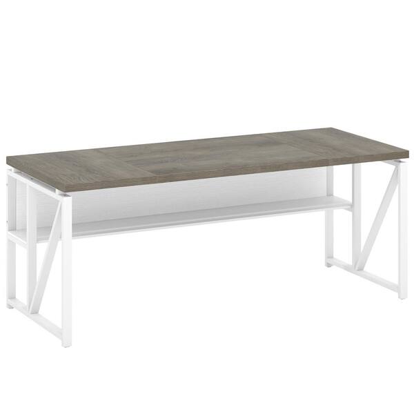 BYBLIGHT Moronia 63 in. Rectangular Gray and White Engineered Wood ...