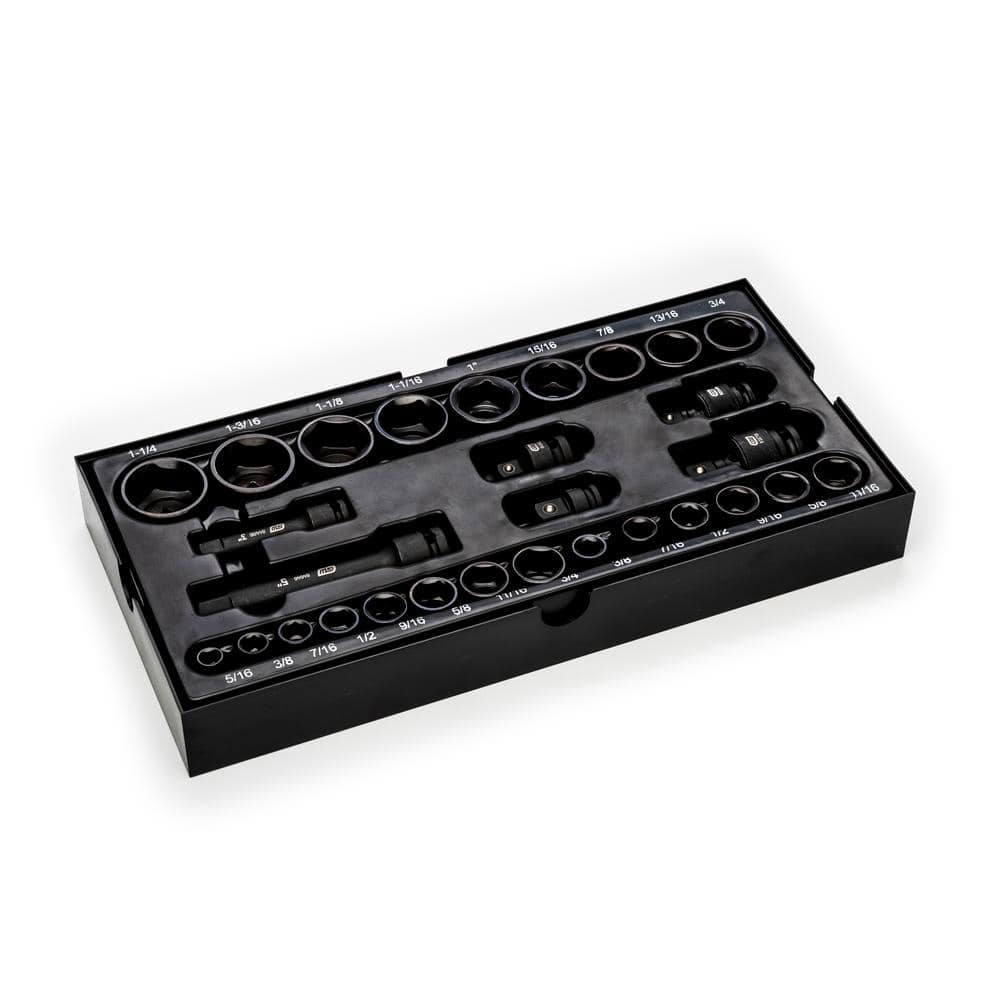 GEARWRENCH 29-Piece SAE 3/8 in., 1/2 in. Impact Socket Tray Set 85874 ...