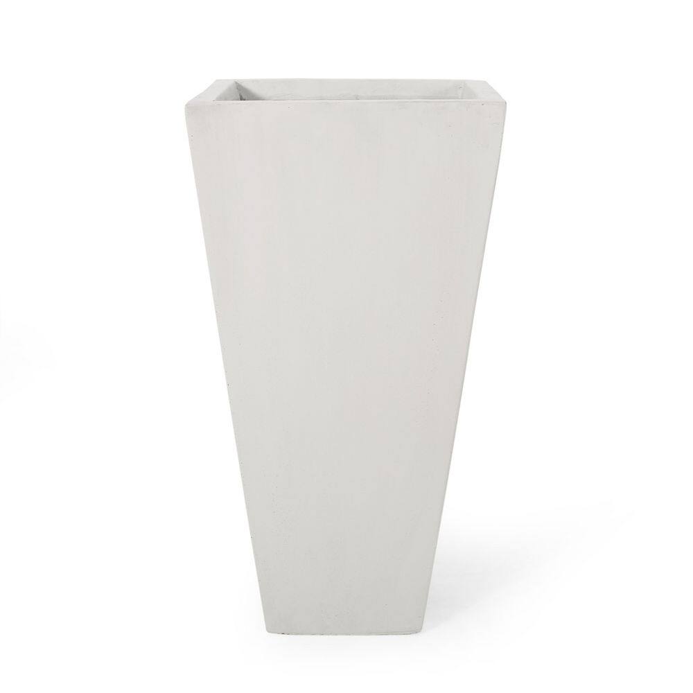 ECOCHIC SPACES INC Hot Seller Modern 13 in. W Matte White MGO Tapered Cast Stone Planter Pot ...