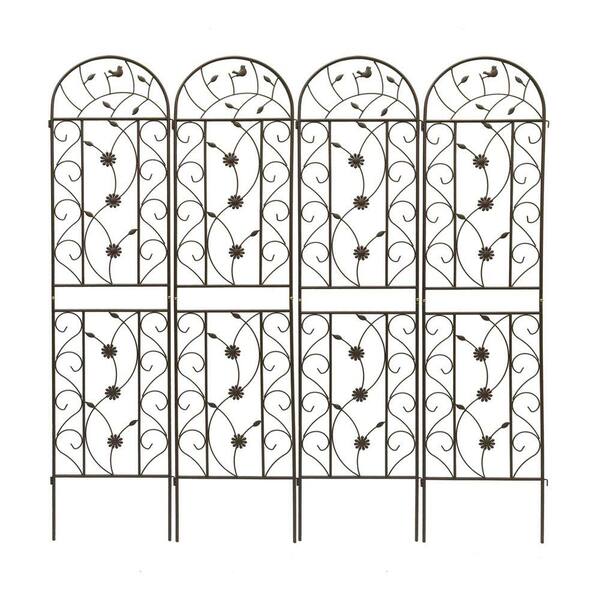 Sudzendf 86.7 in. 4-Pack Brown Metal Garden Trellis Rustproof Trellis ...