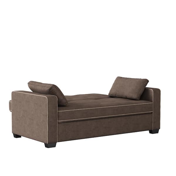 Serta Augustus 66.5 in. Java Polyester Full Size Sofa Bed Augustus Serta Full Sofa The Home Depot
