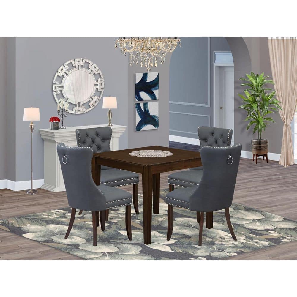 HOME IMPORTS EMPORIUM 5-Piece Mahogany Finish Solid Wood Top-Square Dining Room Set-Seats 4 ...