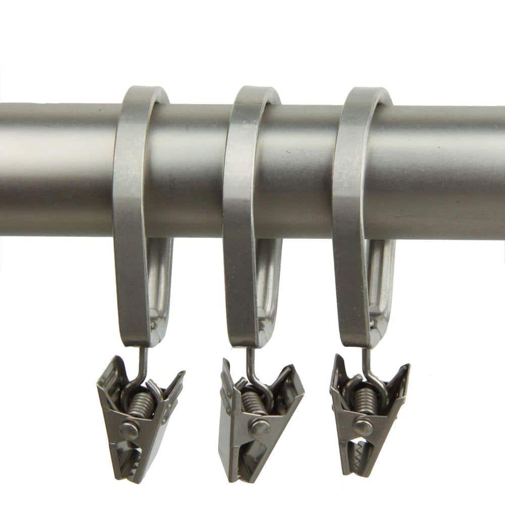 Rod Desyne Satin Nickel Brass Curtain Rings with Clips (Set of 10) 1932 ...