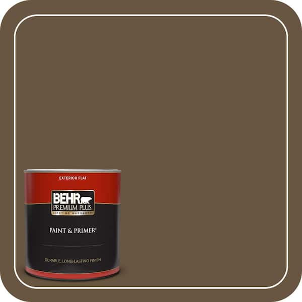 BEHR PREMIUM PLUS 1 qt. #S-H-700 Burley Wood Flat Exterior Paint ...