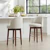 Spruce & Spring 26 in. Matti Linen High Back Wood Swivel Counter Stool ...