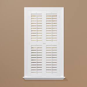 HOME basics White 1-1/4 in. Traditional Faux Wood Interior Shutter 23 to 25 in. W x 32 in. L ...