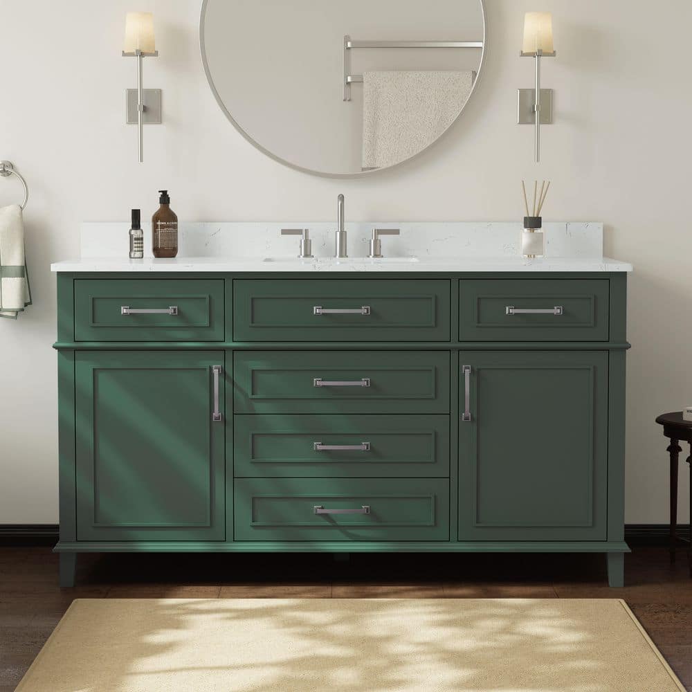 DELUXE DL LIVING Agatha 61 in. Single Sink Freestanding Sea Green Bath ...