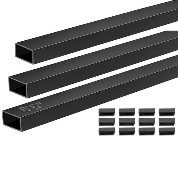 Afoxsos 2.36 in. x 78 in. Aluminum Black Handrail 3 Pack Rectangular ...