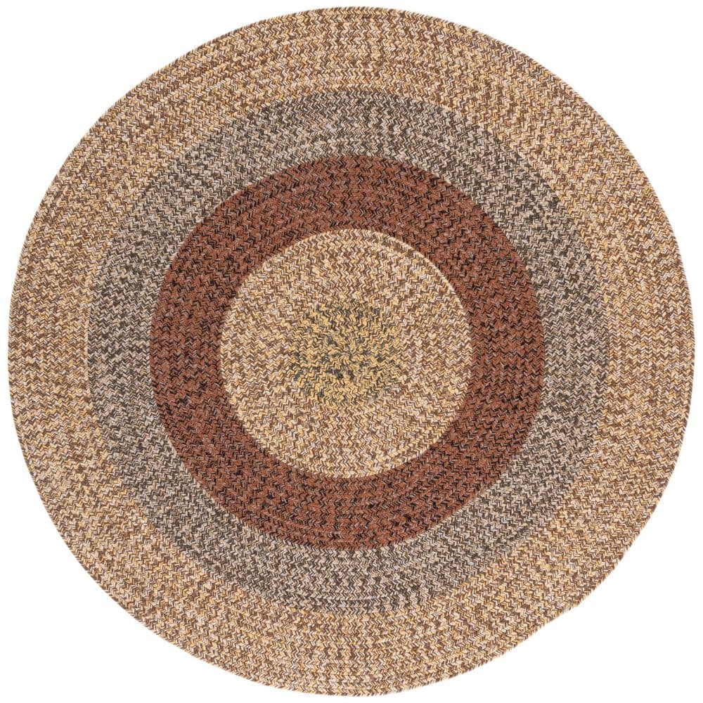 SAFAVIEH Braided Brown/Gold 3 ft. x 3 ft. Machine Washable Solid ...