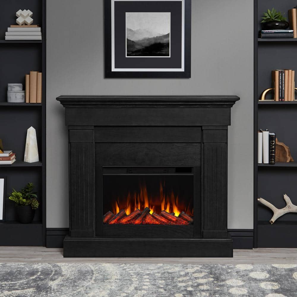 Real Flame Crawford Slim 48 in. Freestanding Wooden Electric Fireplace ...