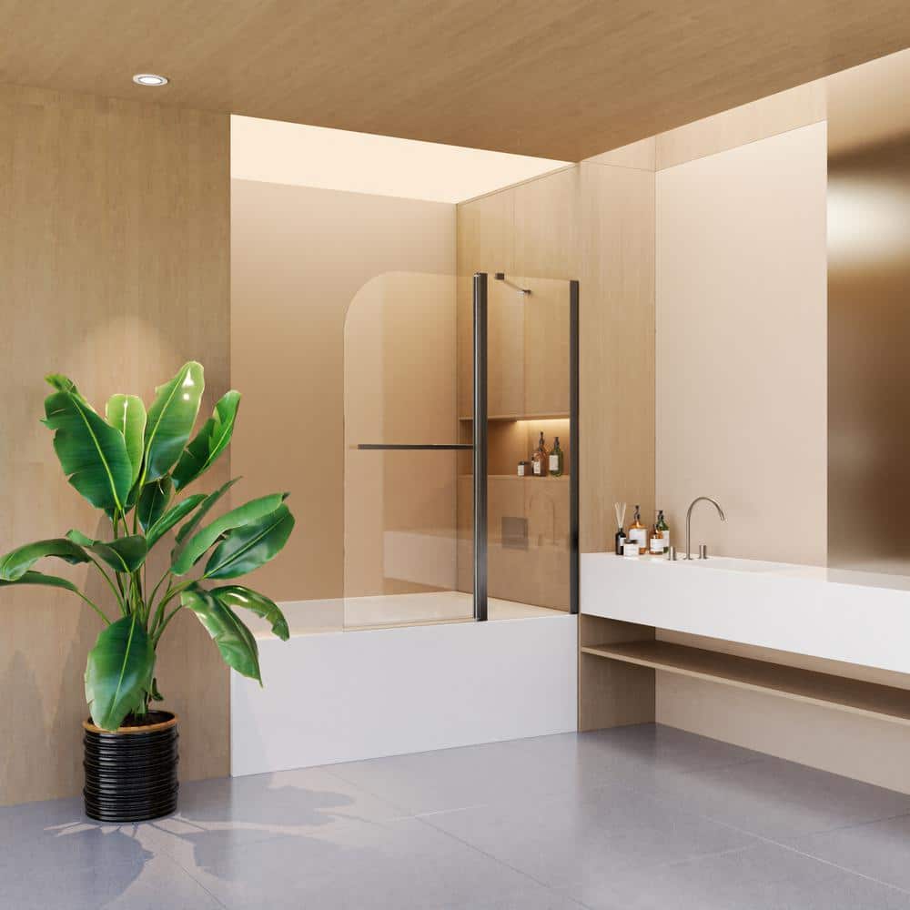 YSQCAR 43 in. W x 58 in. H Pivot Frameless Folding Shower Doors in ...