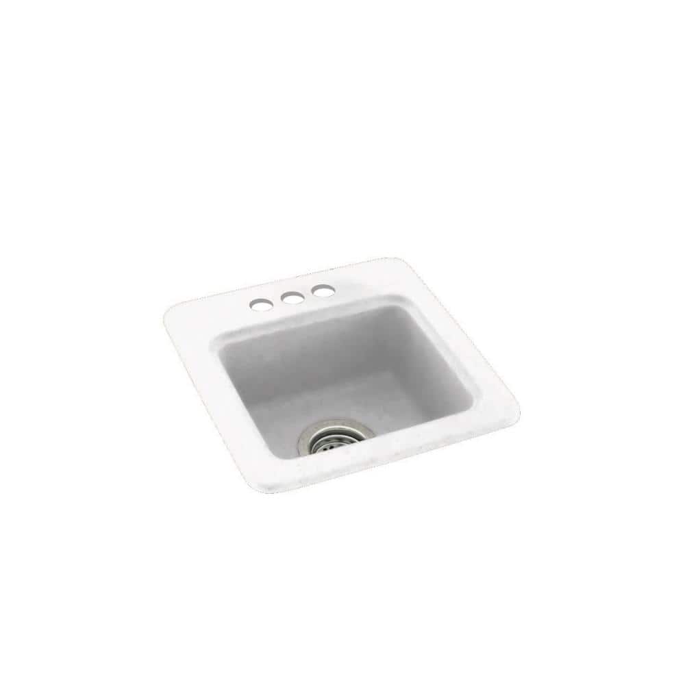 Swan Dual-Mount Solid Surface 15 in. x 15 in. 3-Hole Single Bowl ...