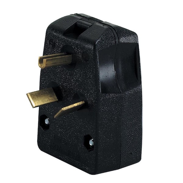 Leviton 30 Amp/50 Amp 3-Pole Angle Plug NEMA 10-30P/10-50P, Black 287-E ...