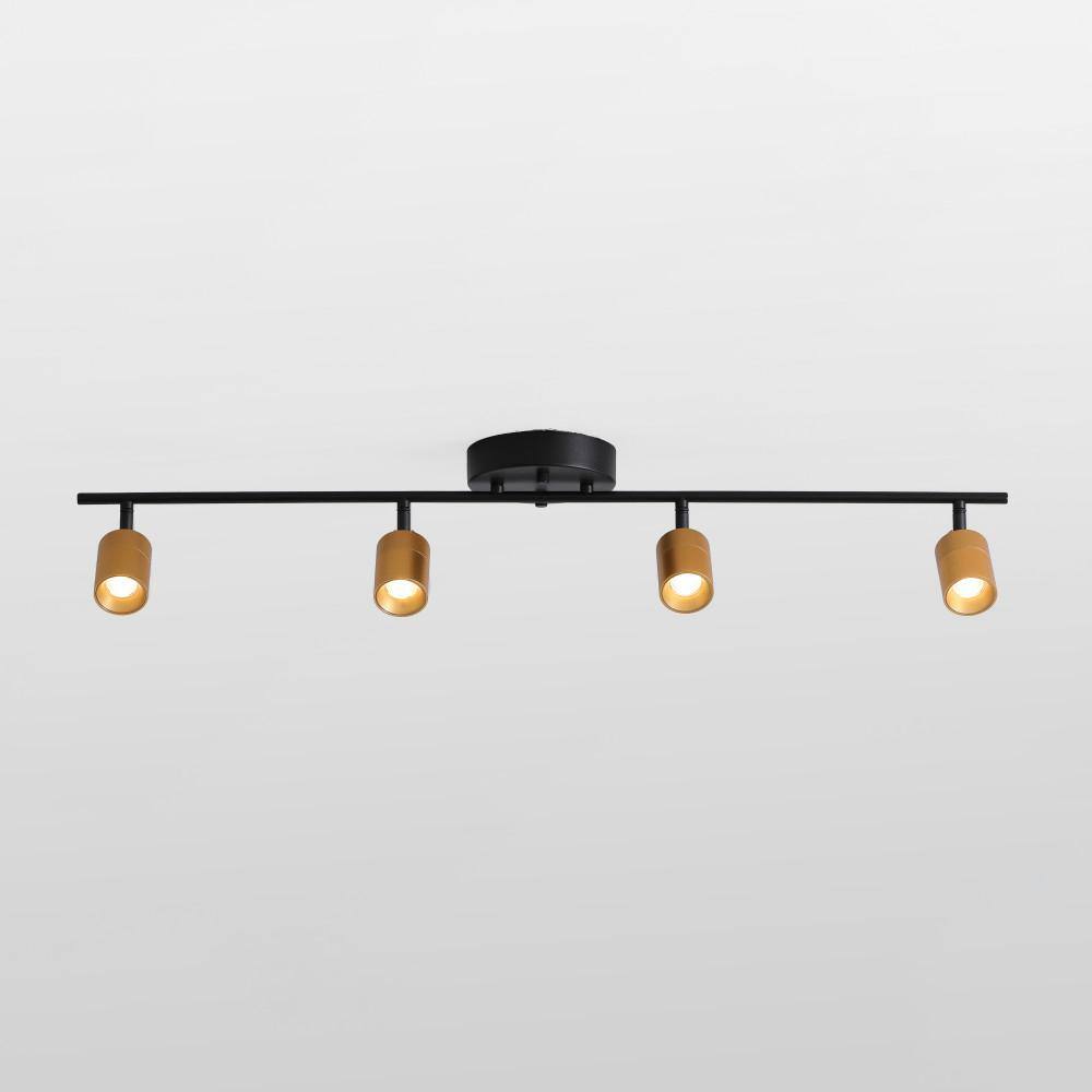 Vidalite Shura 4-Light Black and Brass Integrated LED Track Light w ...