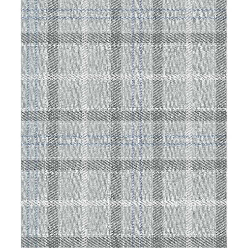 NextWall Pavestone and Blue Tailor Plaid Vinyl Peel and Stick Wallpaper ...