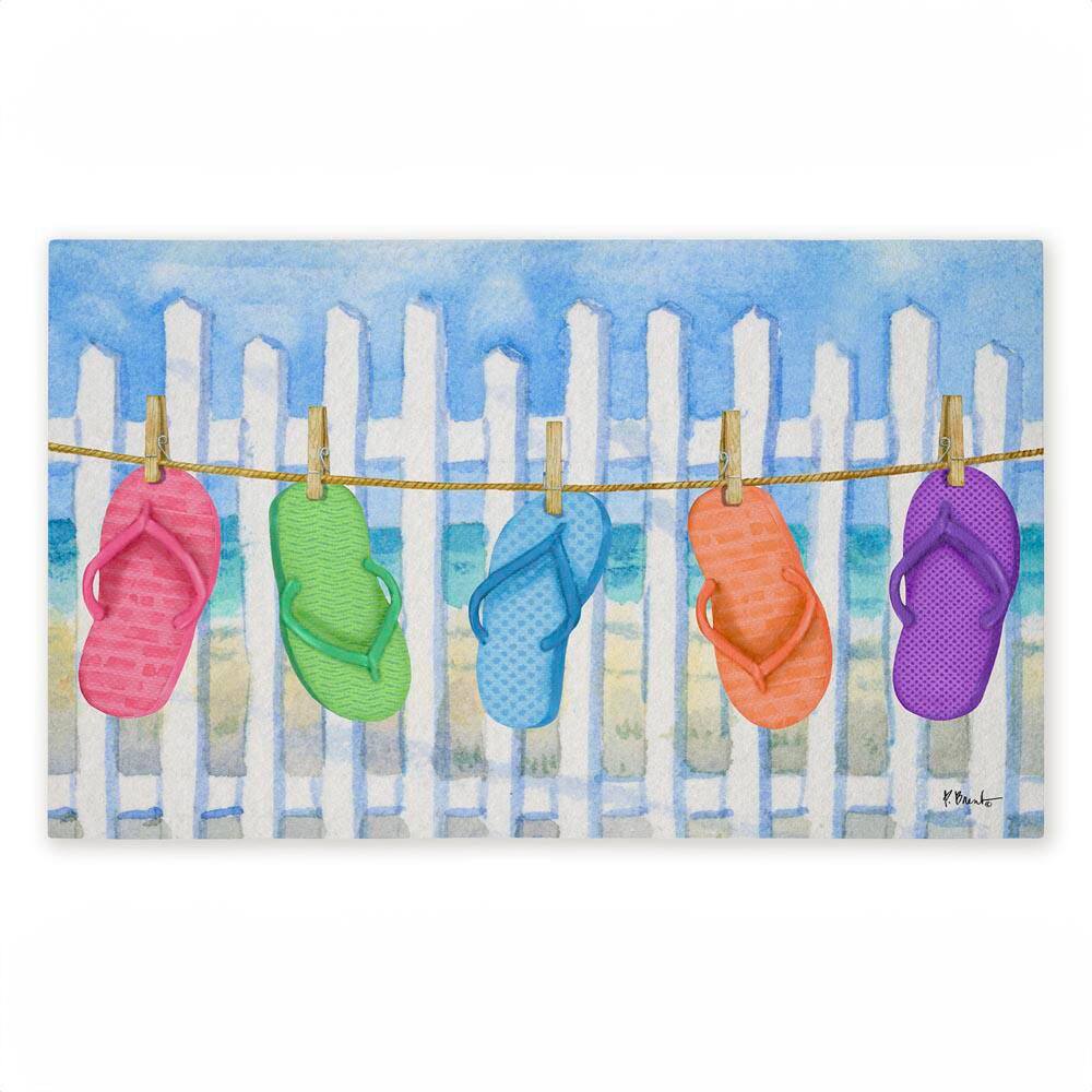 Stupell Industries Flip Flop Summer Clothesline Blue 18 in. x 30 in ...