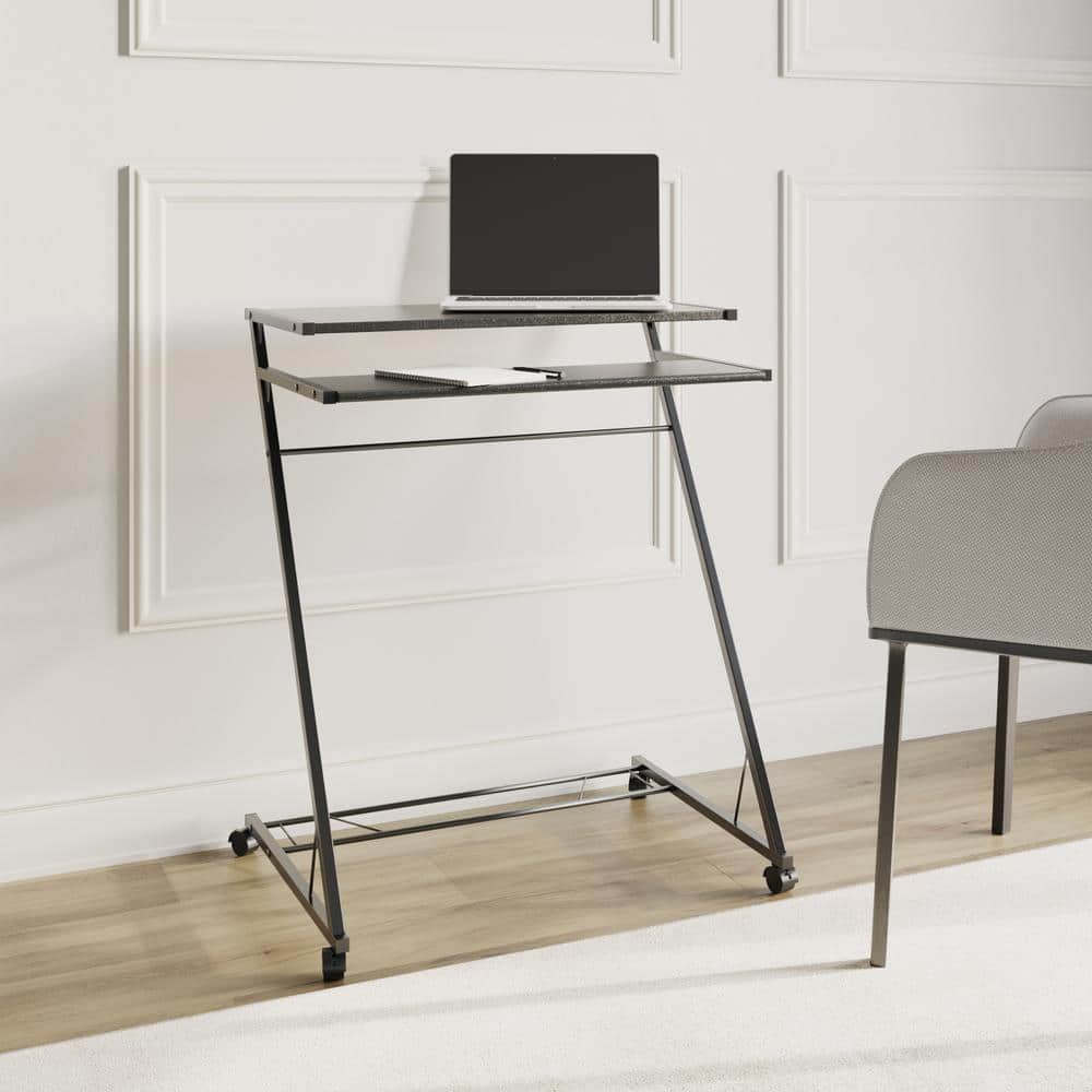 Lavish Home 17.6 in. Rectangular Black Laptop Desks with Wheels 80 ...