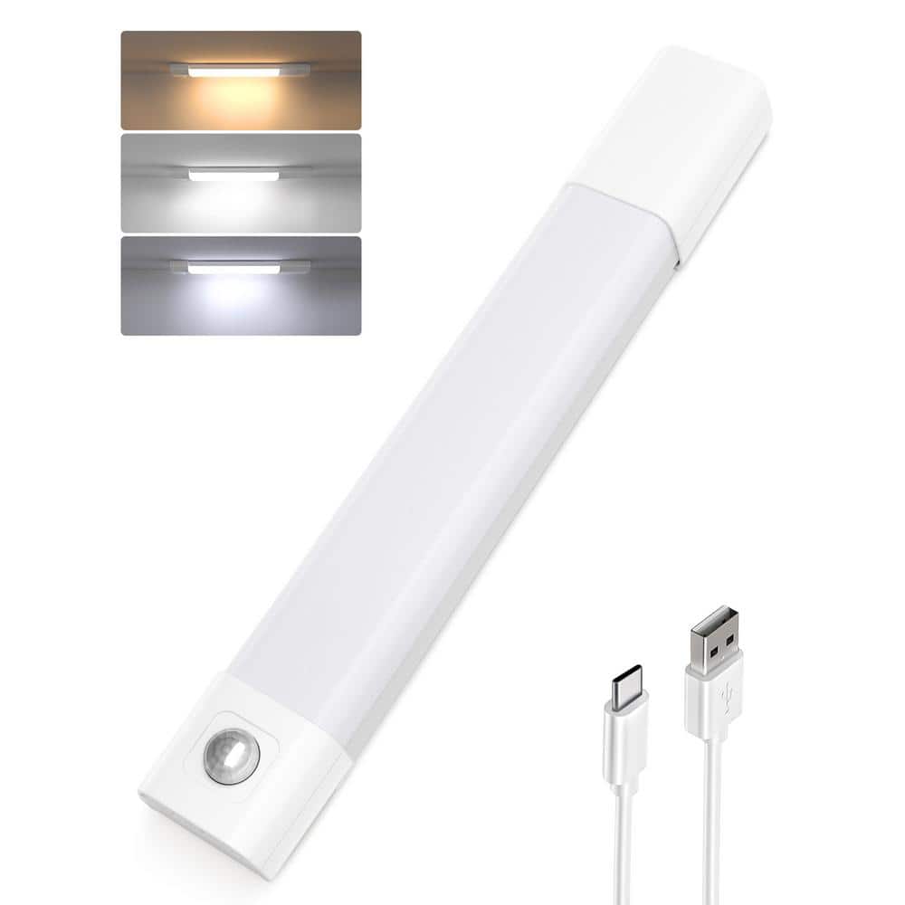 EZVALO 7.88 in. 1-Pack Battery Operated Wireless USB Charging White ...