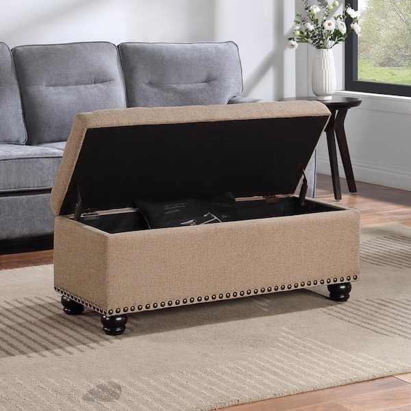 Tan storage bench store