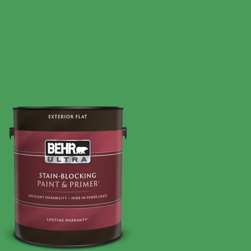 BEHR ULTRA 1 gal. #P400-6 Clover Patch Flat Exterior Paint & Primer ...