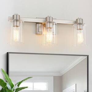 pasentel 50 in. 6-Light Brushed Nickel Bathroom Vanity Light with Clear ...