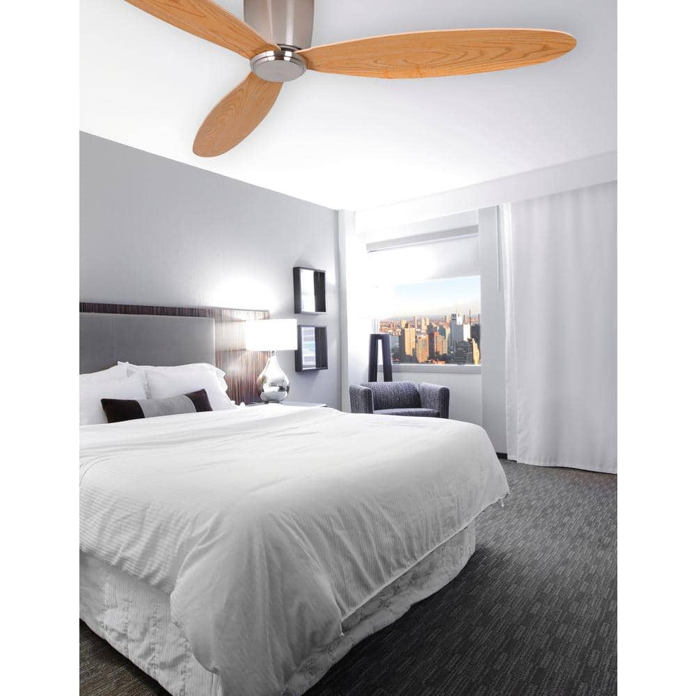 Radar 52 in. DC Ceiling Fan in Brushed Chrome with Teak Blades 21051901 ...