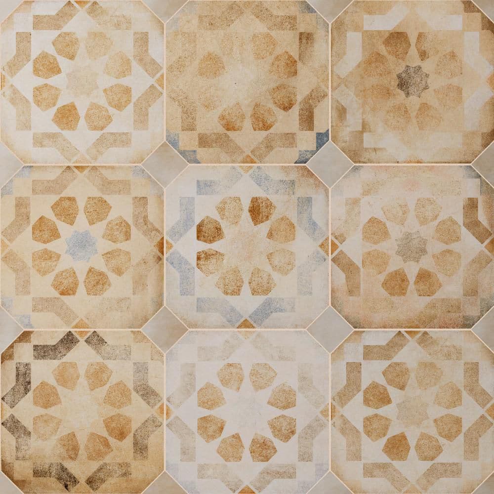 Merola Tile Laverton Octagon Deco Multicolor with Taco Arena 8 in. x 8 ...