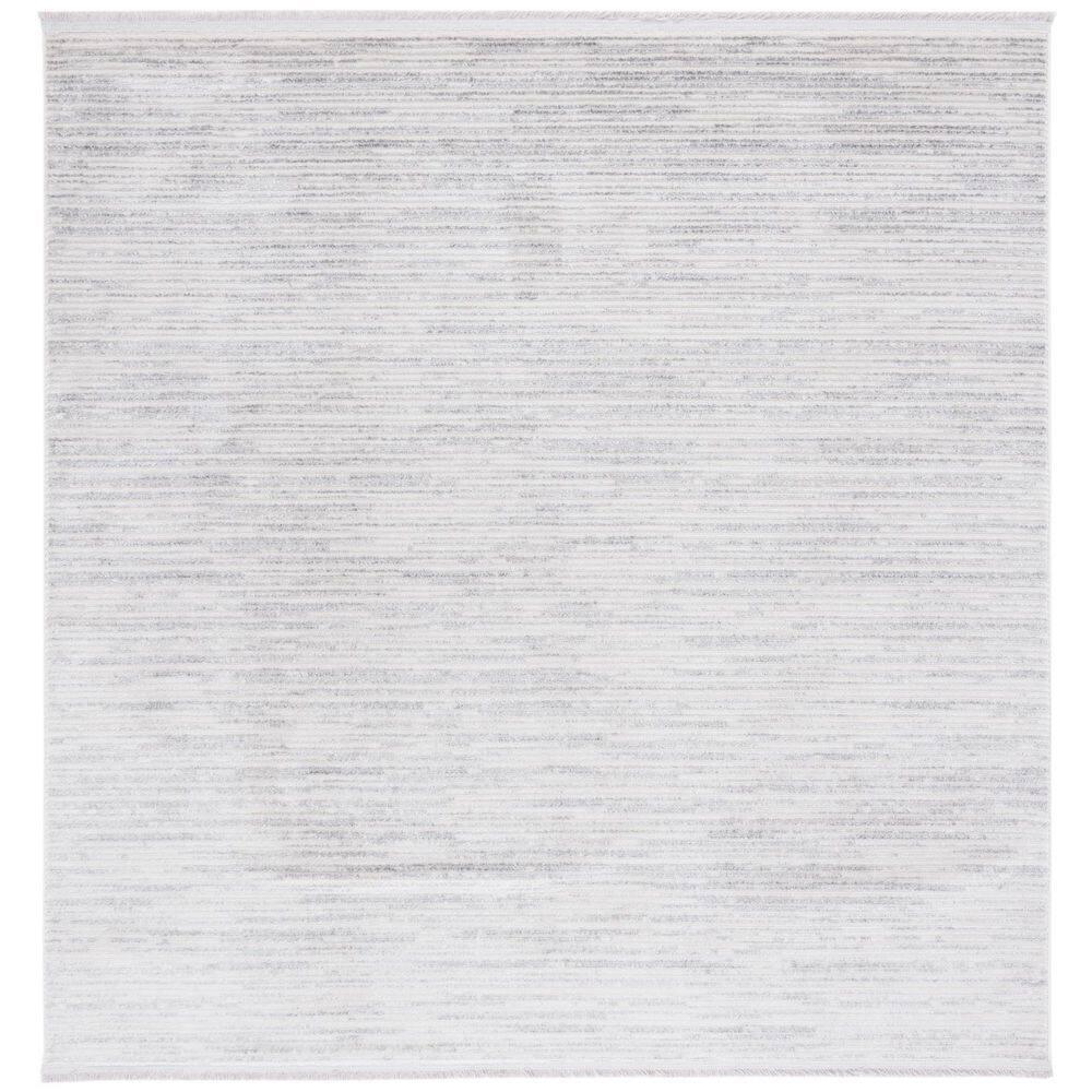 SAFAVIEH Whisper 7 ft. x 7 ft. Light Gray/Ivory Marle Striped Square ...