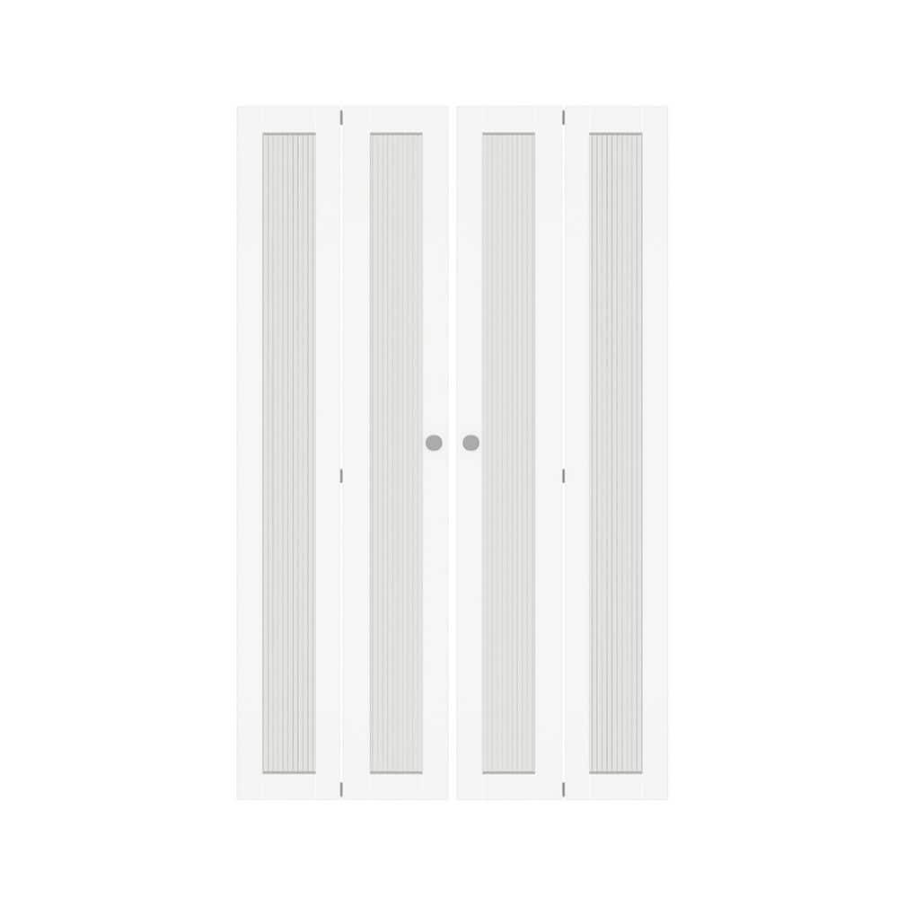 BH BARNER HOME 48 in. x 80 in. Full Lite Reed Glass, White PVC Covering ...