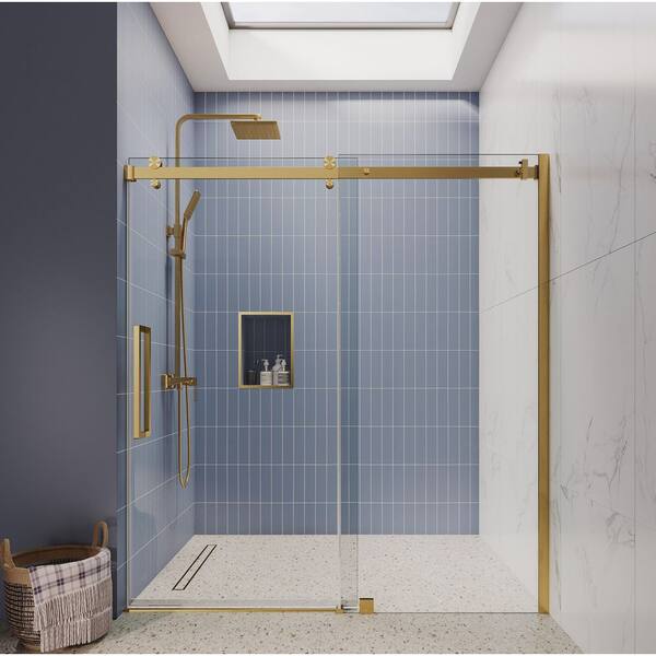 VIGO Arden 34 in. W x 78 in. H Framed Fixed Shower Screen in Matte ...