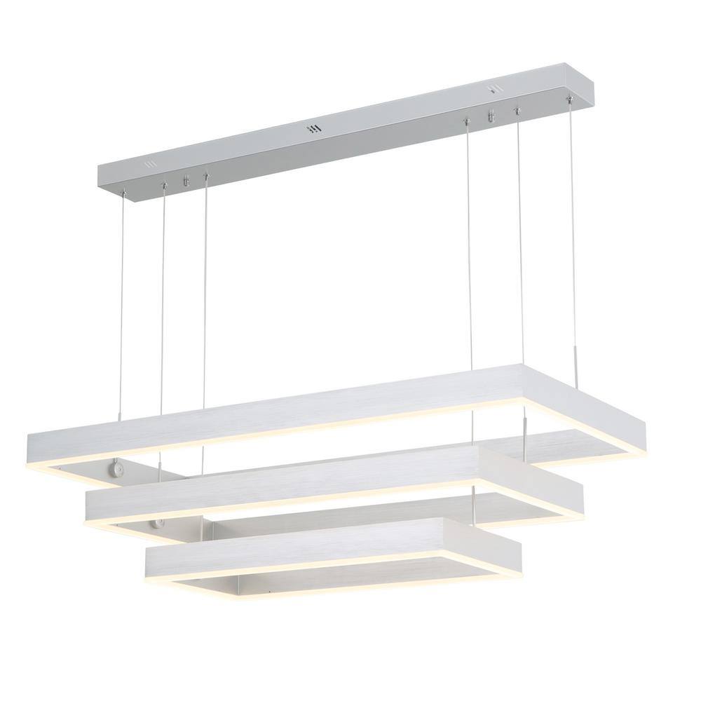UMEILUCE Rectangle 3 Lights 39.3 in. Dimmable Integrated LED Silver ...