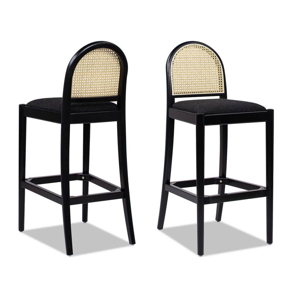 Jennifer Taylor Panama 30.5 in. Curved Back Cane Rattan Bar Stool, Set ...