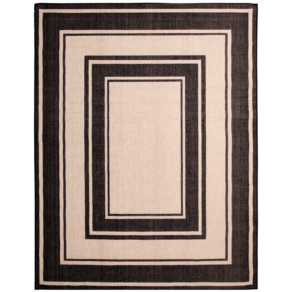 StyleWell Black Border Beige/Black 8 ft. x 10 ft. Indoor/Outdoor Area ...