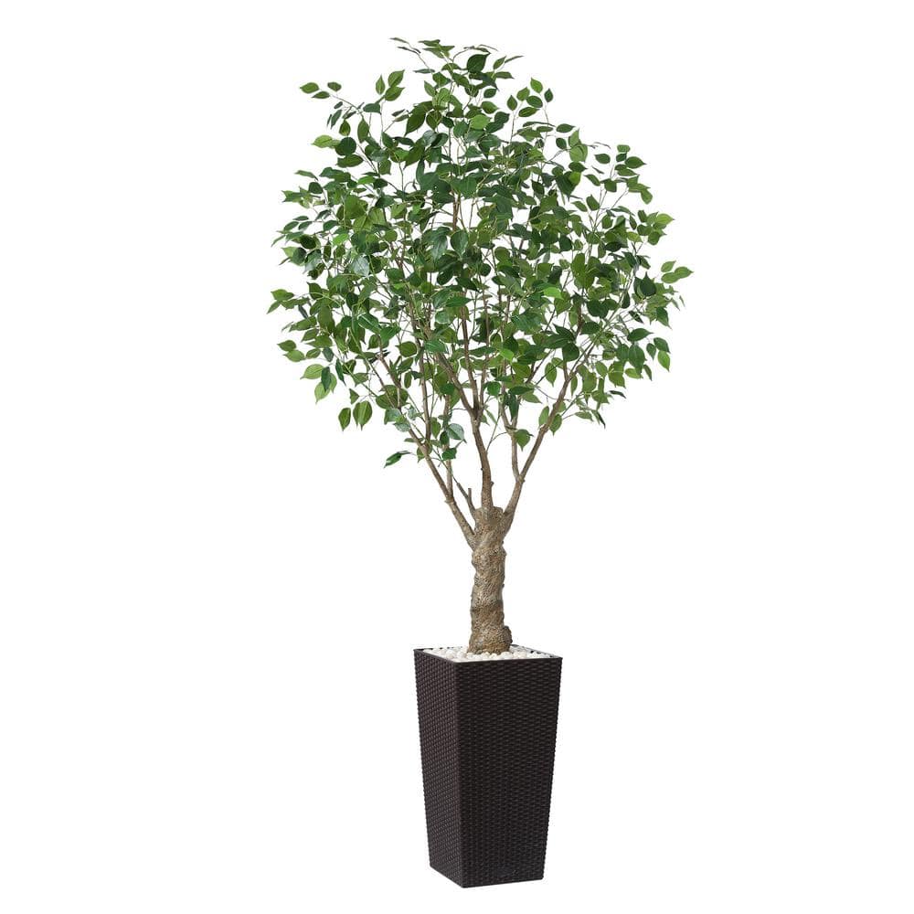 DR.Planzen 7 ft.Artificial Ficus Tree UV Resistant with Brown Tall ...