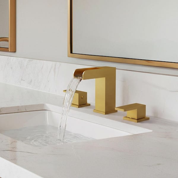 EVERSTEIN Waterfall Open Spout 8 in. Widespread 2-Handle Bathroom Sink ...