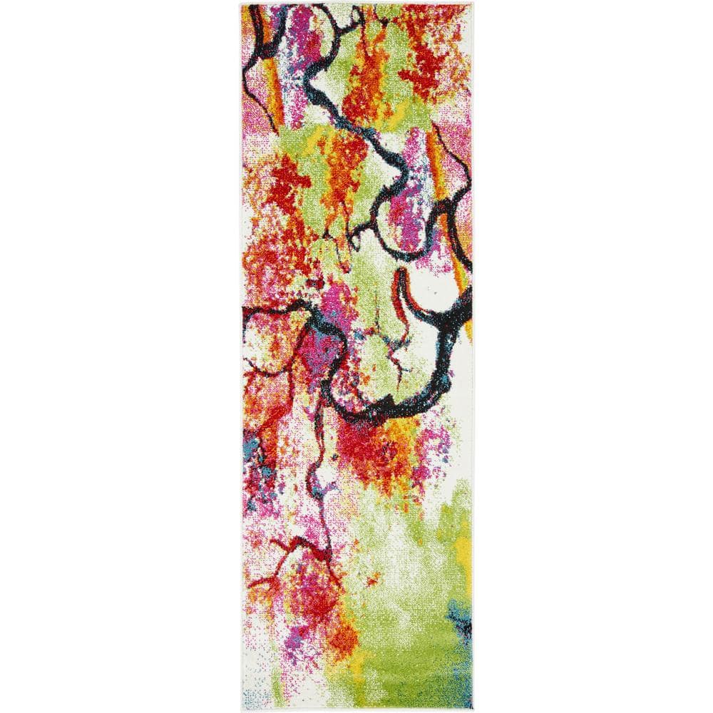 Unique Loom Lyon Larimar Ivory 2' 0 x 6' 0 Runner Rug 3134310 - The ...