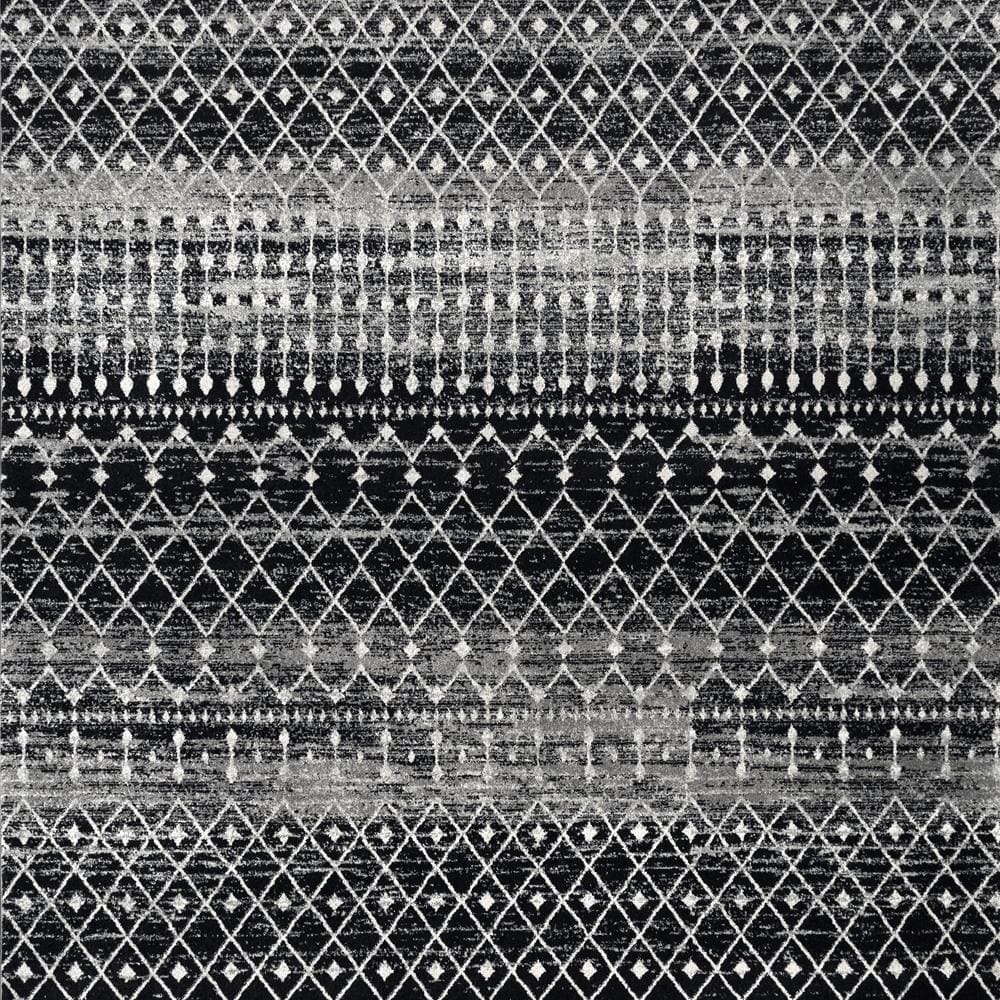 nuLOOM Blythe Modern Moroccan Trellis 4 ft. x 4 ft. Black Square Rug ...