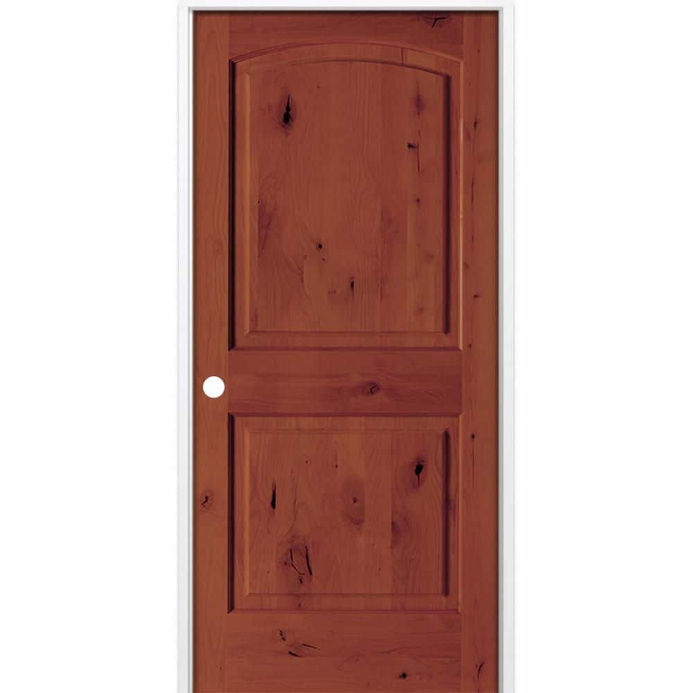 Krosswood Doors 28 in. x 80 in. Rustic 2-Panel Arch Top Right-Hand ...