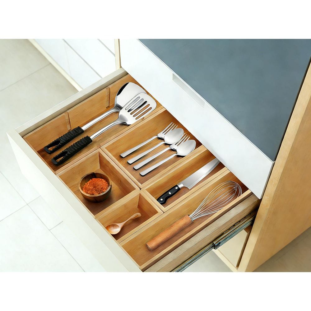 Wudkey Bamboo Drawer Organizer with Removable Dividers, 6-Pices ...